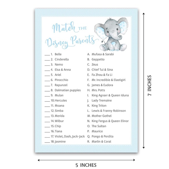 Party Supplies | Nwt Disney Baby Shower Game Match The Parents | Poshmark